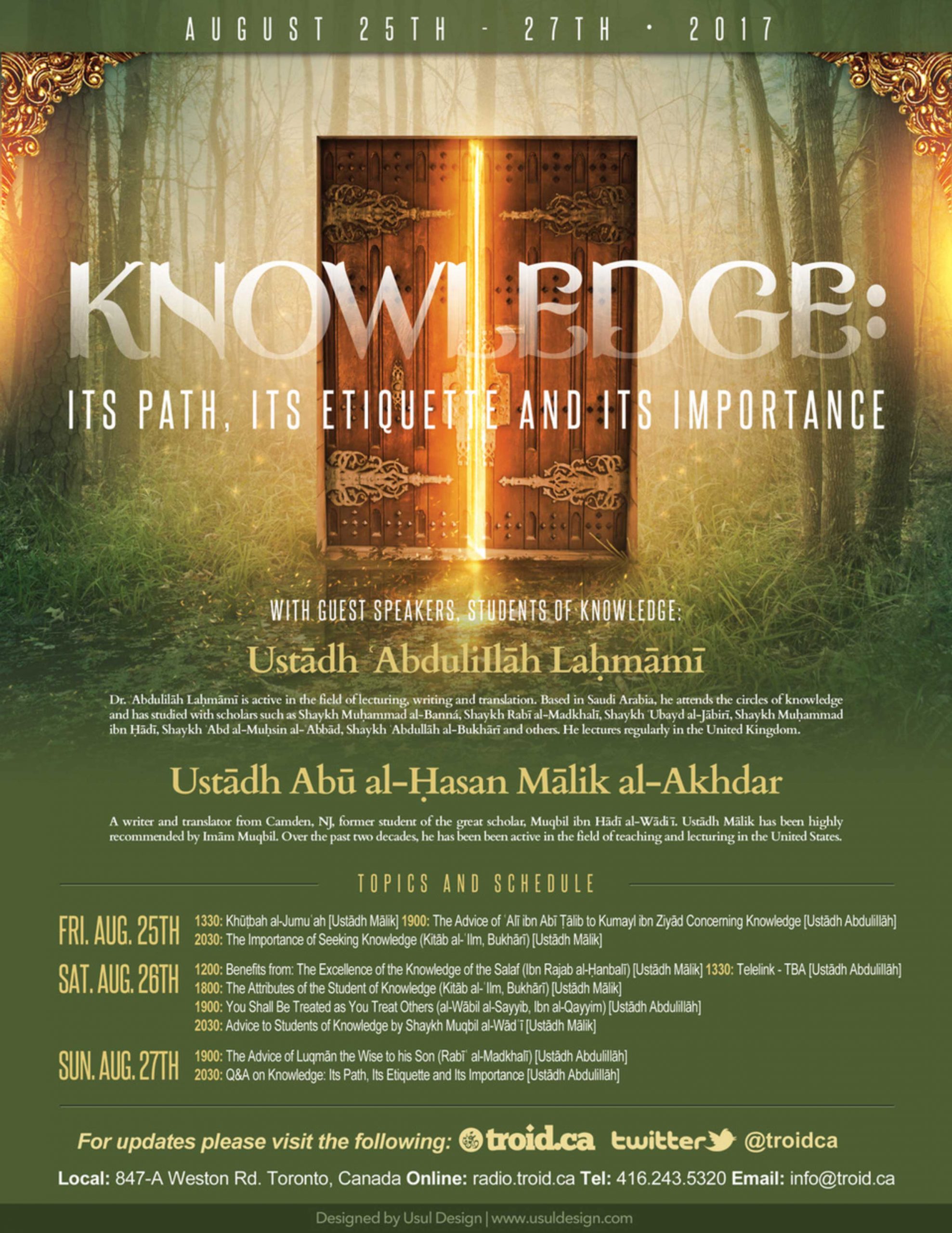 Seminar: Knowledge: Its Path, Its Etiquettes and Its Importance - troid ...