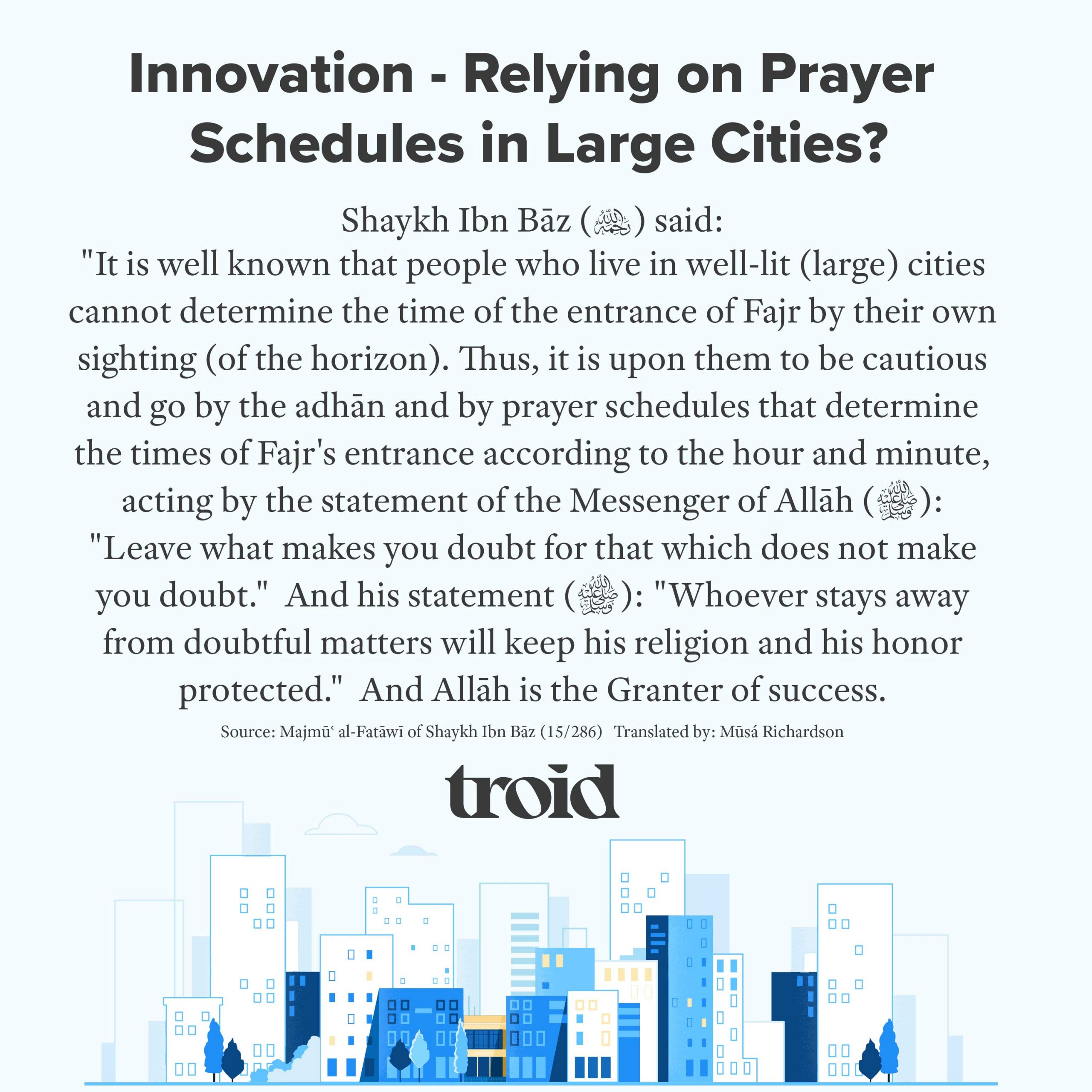 Innovation - Relying on Prayer Schedules in Large Cities? - troid.org ...