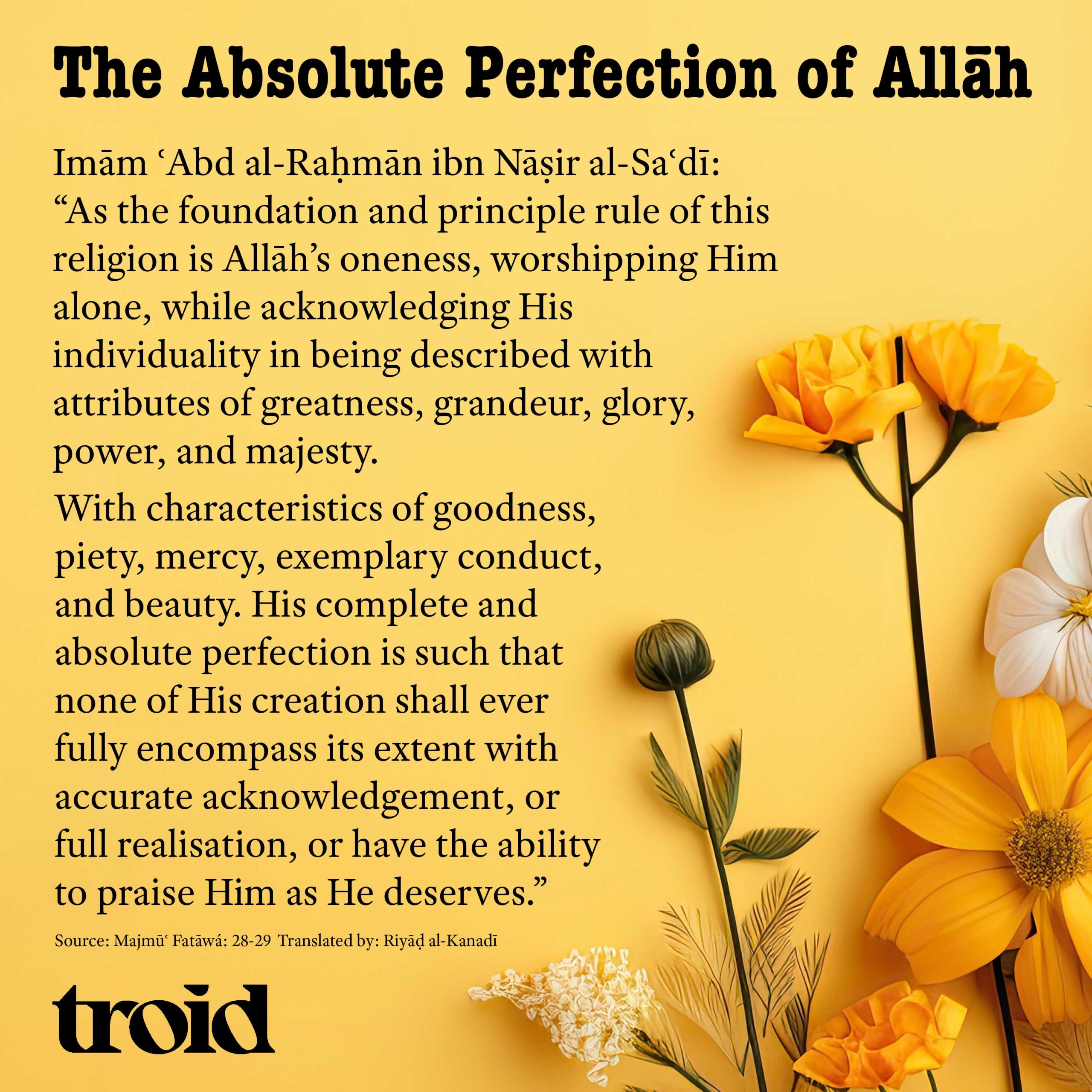 The Absolute Perfection of Allāh - troid.org | Digital Daʿwah