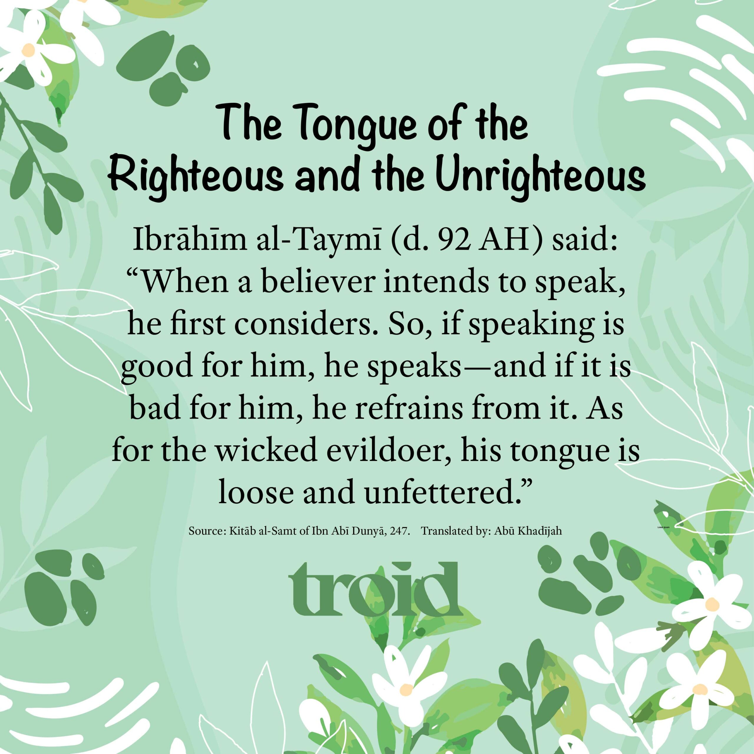 The Tongue of the Righteous and the Unrighteous - troid.org | Digital ...