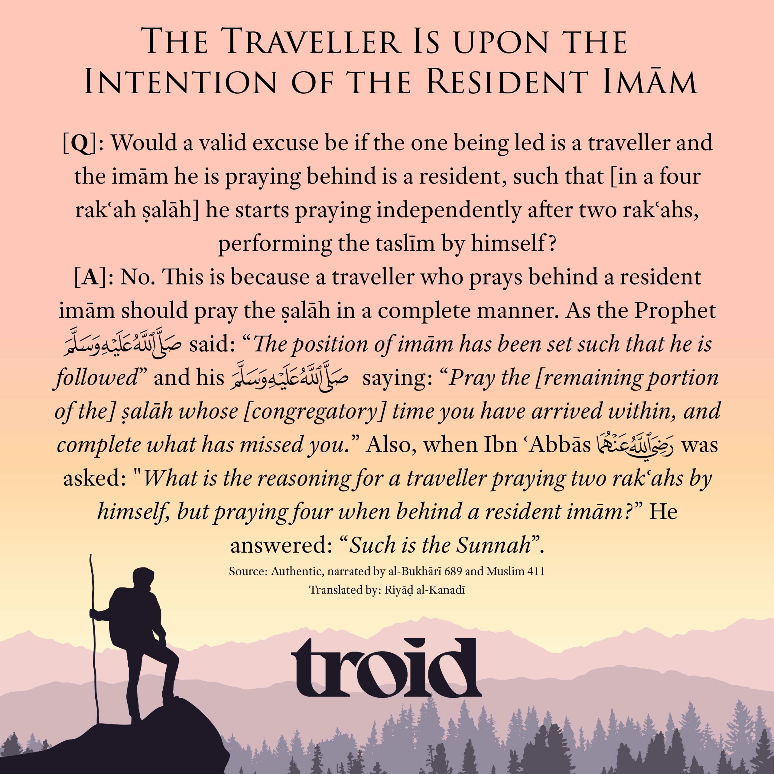 The Traveller Is upon the Intention of the Resident Imām - troid.org ...