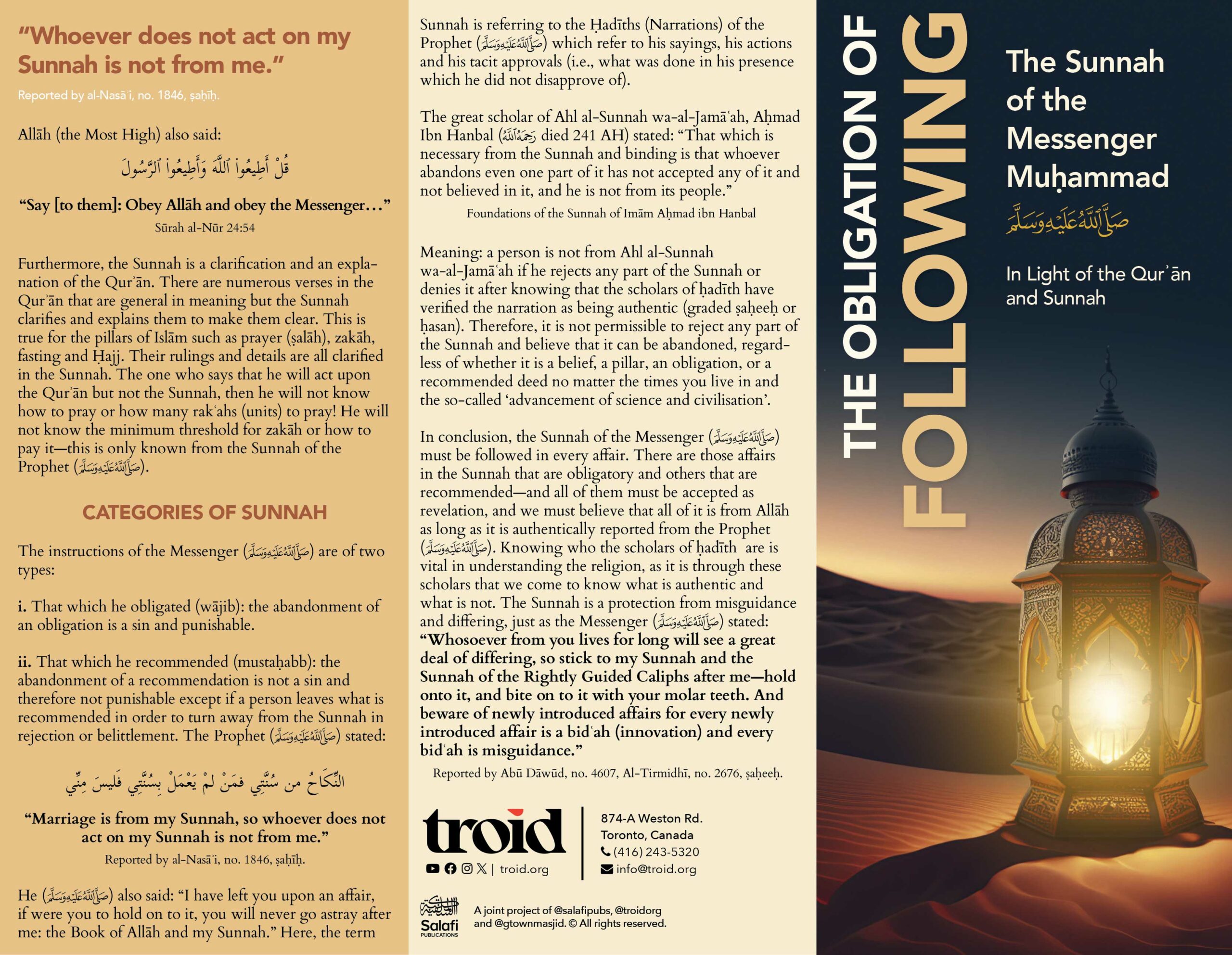The Obligation of Following the Sunnah of the Prophet Muḥammad (ﷺ ...